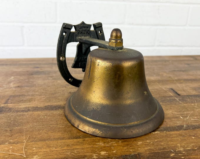 Vintage Bevin Brass Garden Bell – 6" Patio Dinner Bell With Horseshoe ...