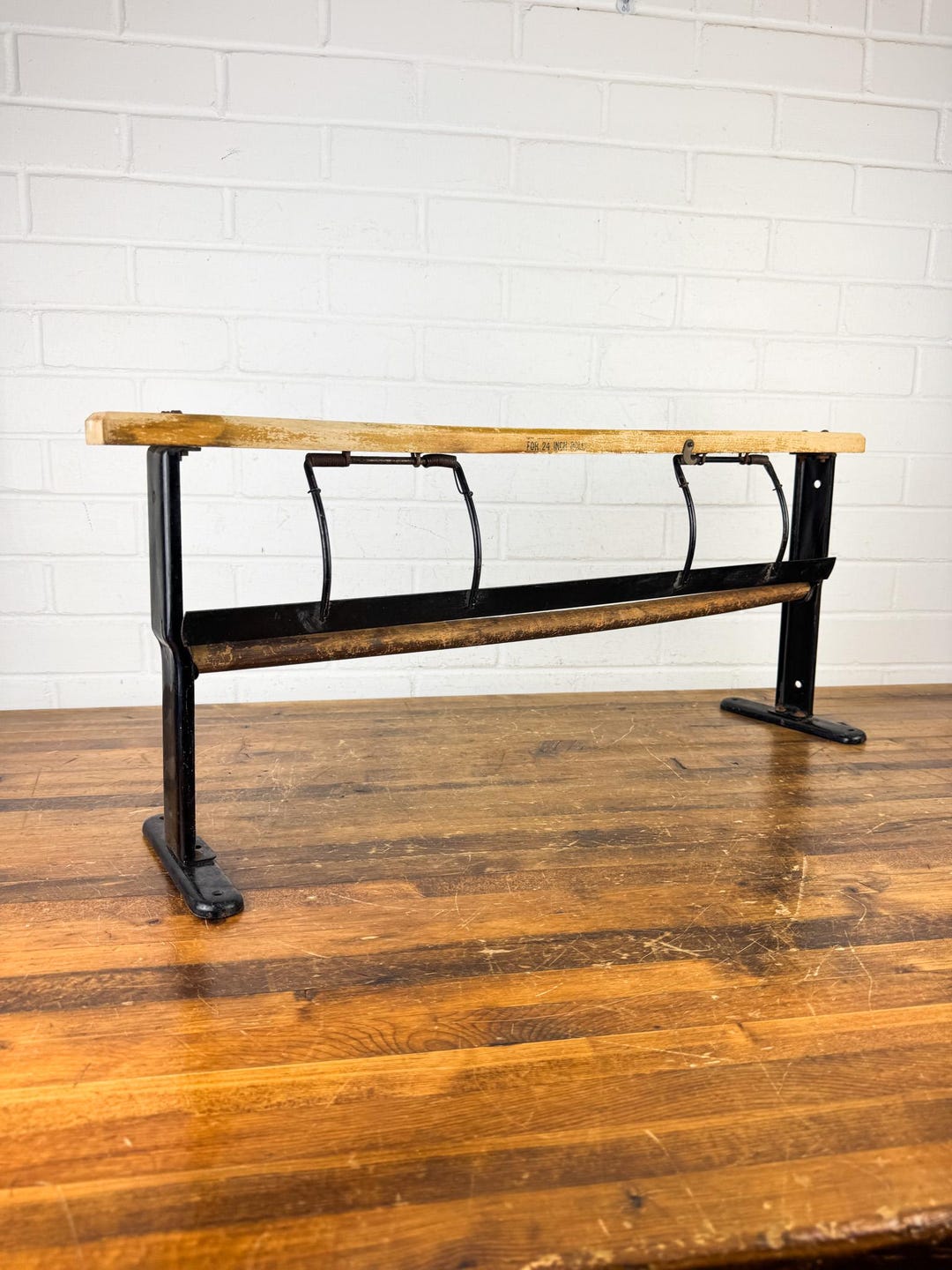 Vintage Wood & Metal Butcher Paper Cutter – 24” Roll Dispenser Rustic ...