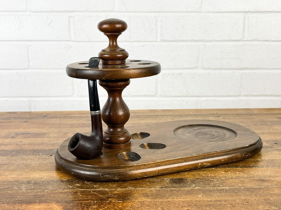 Vintage Wooden Pipe Rack Caddy With 6 Slots Wood Pipe Holder - Etsy
