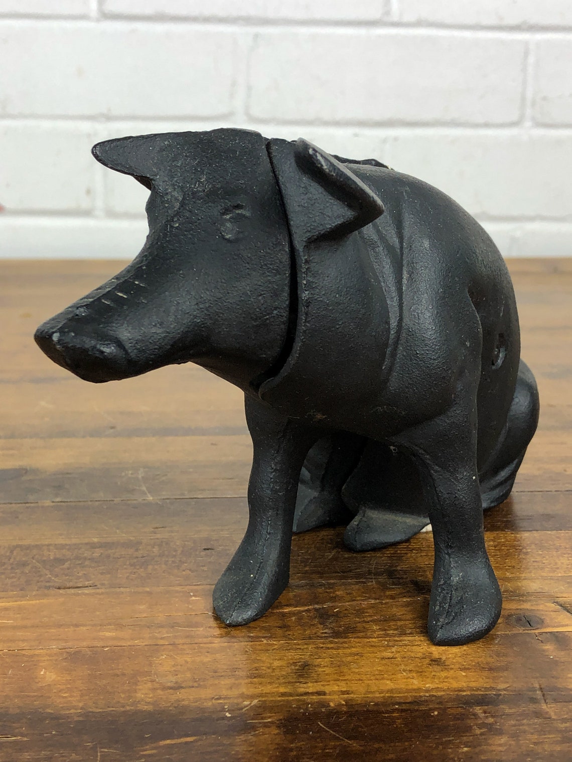 Vintage Cast Iron Black Metal Pig Piggy Bank That Opens Marked | Etsy