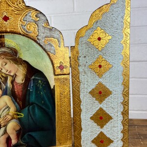 15 Large Vintage Triptych Gesso Gilt Wood Madonna of the Book by ...