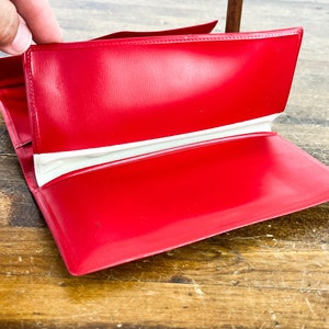 Vintage Red Vinyl Checkbook Wallet Checkbook Cover for Women Wide ...