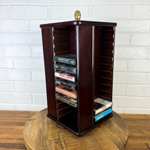Dark Wood Vintage Bombay Company Rotating Cassette Tape Holder Holds 48 ...