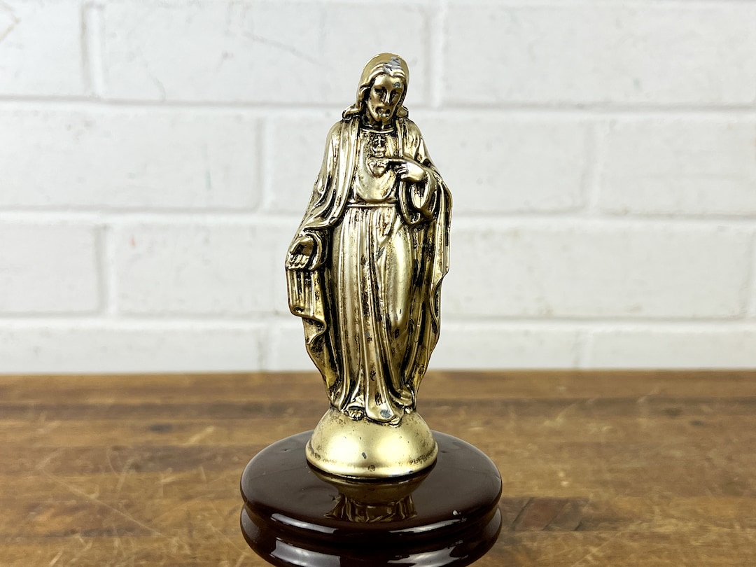 Vintage Metal Jesus Figurine Jesus Christ With Sacred Heart Old Jesus ...