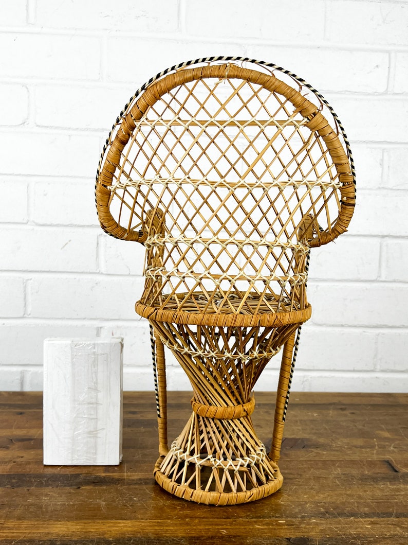 15" Small Vintage Bohemian Peacock Chair Perfect Chair for Doll Display ...