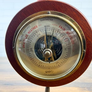 Vintage Wood Barometer With Brass by Ohio Company Made in England ...