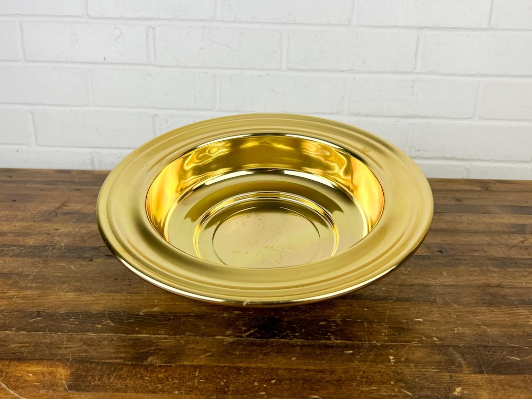 Vintage Gold Metal Church Offering Plate – Artistic Churchware, Iowa ...