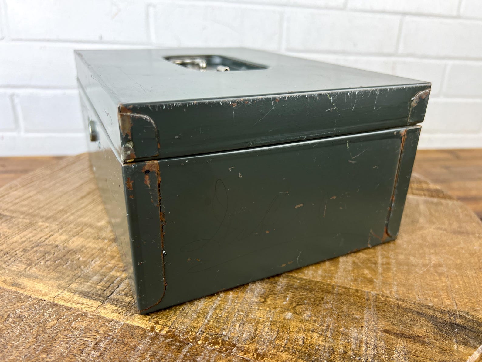 Vintage Distressed Steelmaster Gray Metal Box Simple Industrial Dark ...
