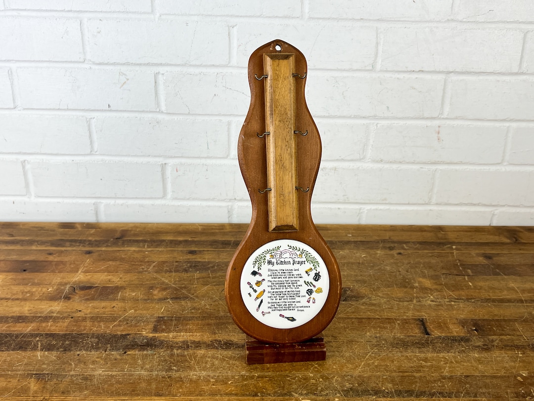 Vintage My Kitchen Prayer Wood Measuring Spoon Holder for Wall Hanging ...