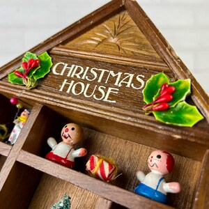 1970s Vintage Enesco Christmas House Shadow Box With Wooden Miniature ...