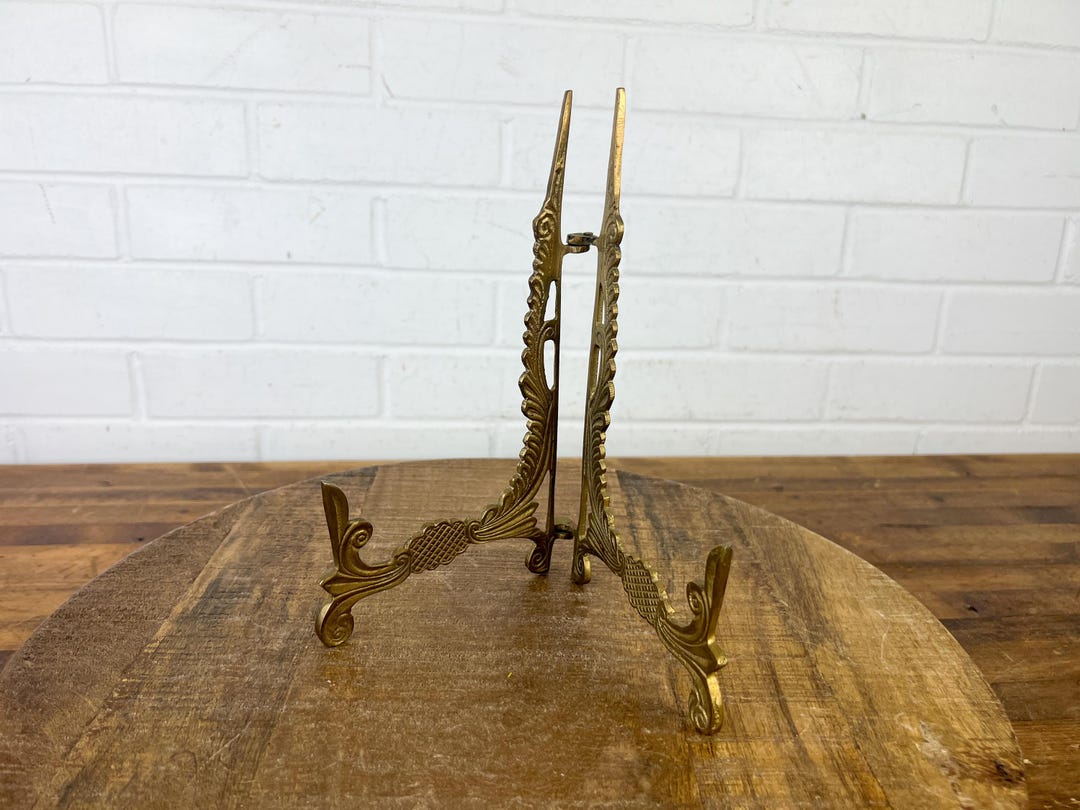 Vintage Brass Easel Gold Shelf Decor Easel Holds Picture Objects Old ...
