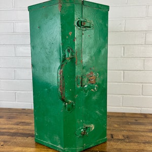 Large Vintage Green Metal Tool Box With 2 Trays XL Distressed - Etsy