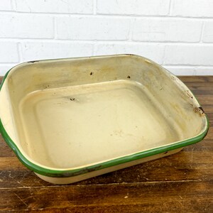 12x9" Vintage Rectangle Enamel Pan Authentic Chipped Enamelware Kitchen ...