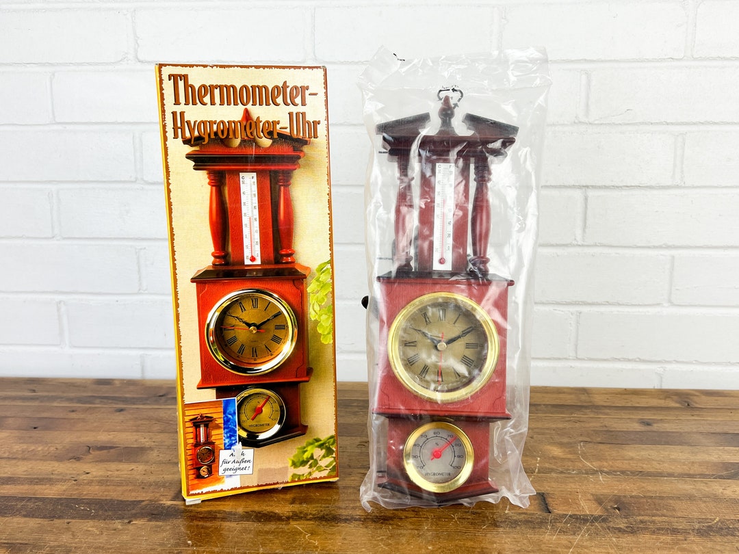 12 Vintage Wall Weather Station Clock With Thermometer Hygrometer ...
