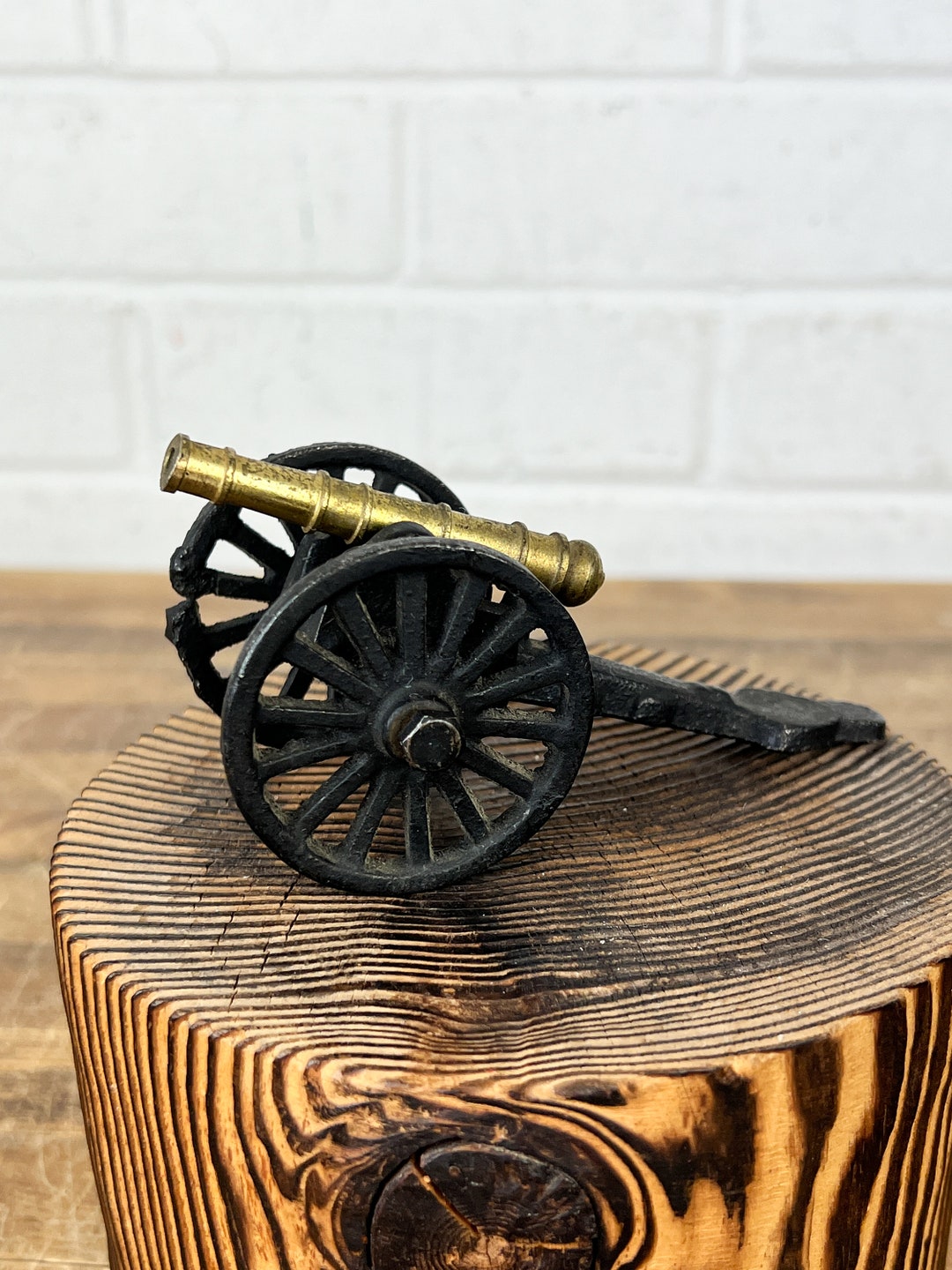Vintage Cast Iron and Brass Cannon Figurine Manly Desk Decor Little ...