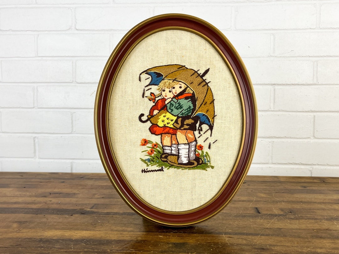 Vintage Hummel Crewel Embroidery in Frame Authentic Handmade Vintage ...