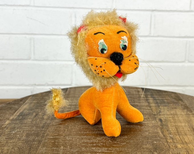 1960s Vintage Orange Lion Stuffed Animal With Fluffy Mane Made in Japan ...
