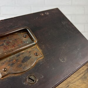 12x6" Vintage Black Metal Box With Red Interior Old Lock Box to Display ...