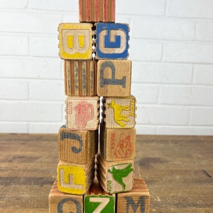 14 Distressed Vintage Wooden Letter Blocks Vintage Wood ABC Blocks ...