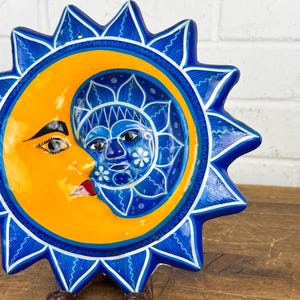Vintage Terra Cotta Sun & Moon Wall Hanging – Hand Painted Celestial ...