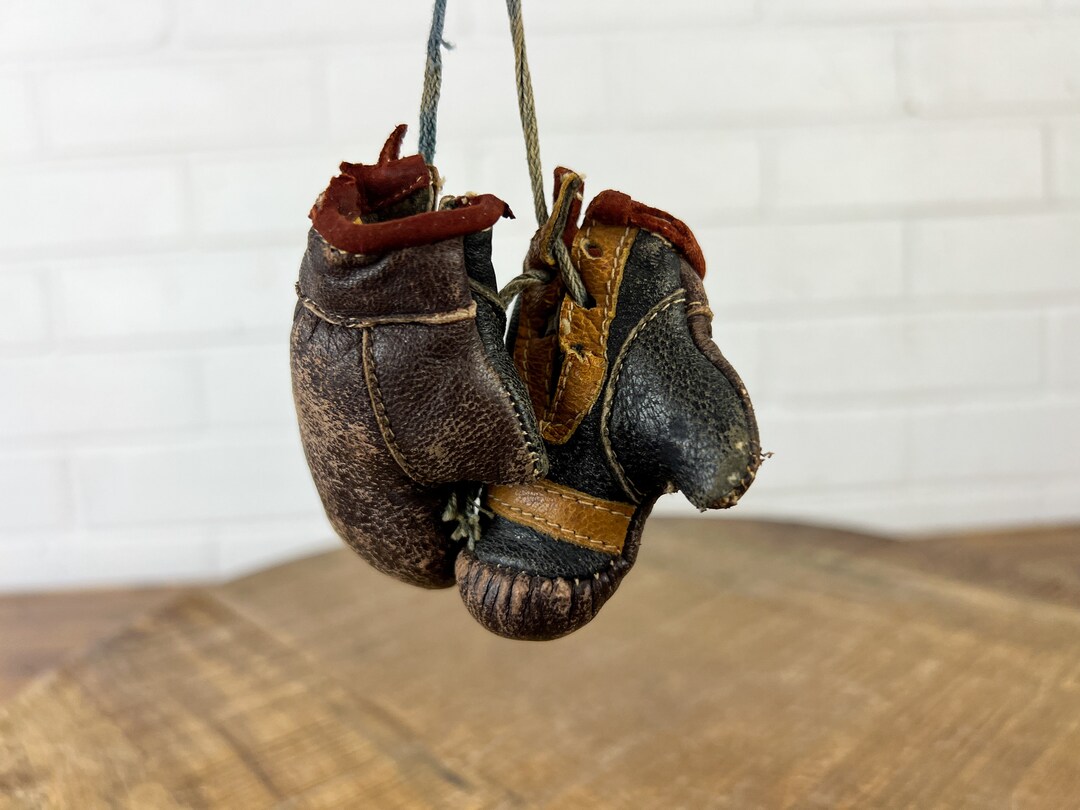 Vintage Tiny Pair Leather Boxing Gloves Rare Set Connected With String ...