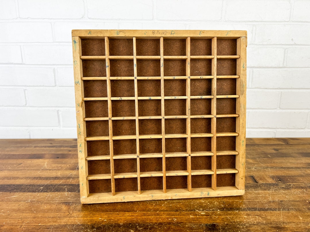12 Vintage Wooden Printers Tray With 48 Slots 12x12 Authentic Old Wood ...