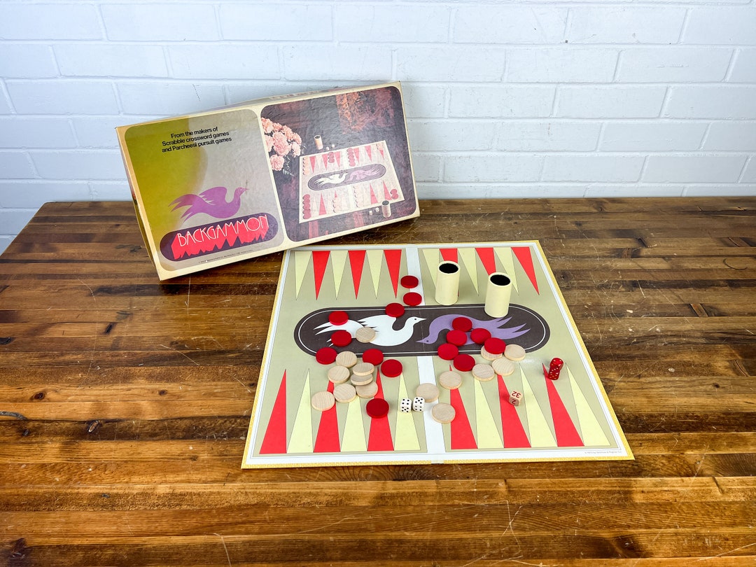 Vintage Backgammon Board Game With Original Box All Pieces Dice and ...