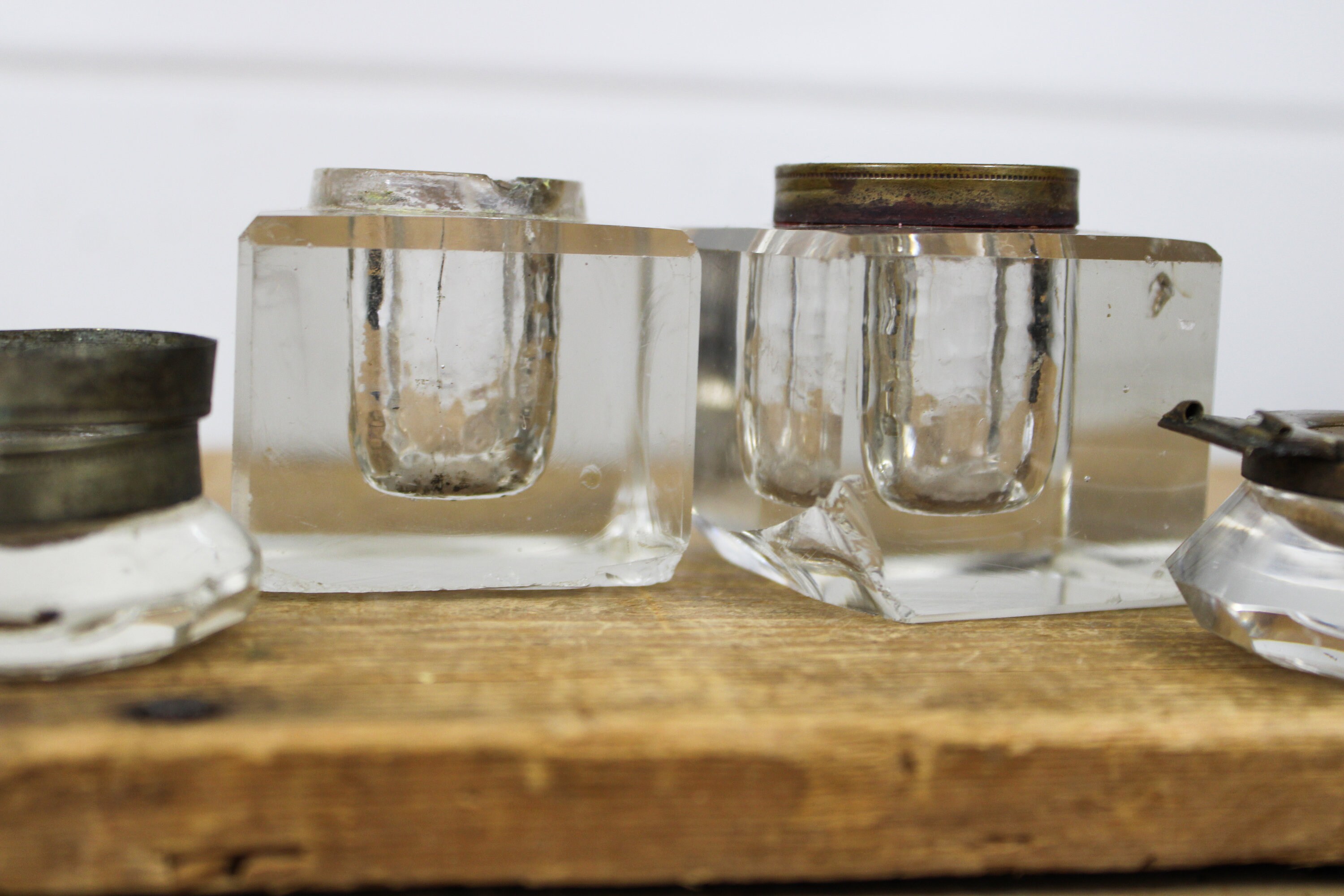 Vintage Brass Inkwell with 2 Glass Inserts Ink Pot Golden Gold | Etsy