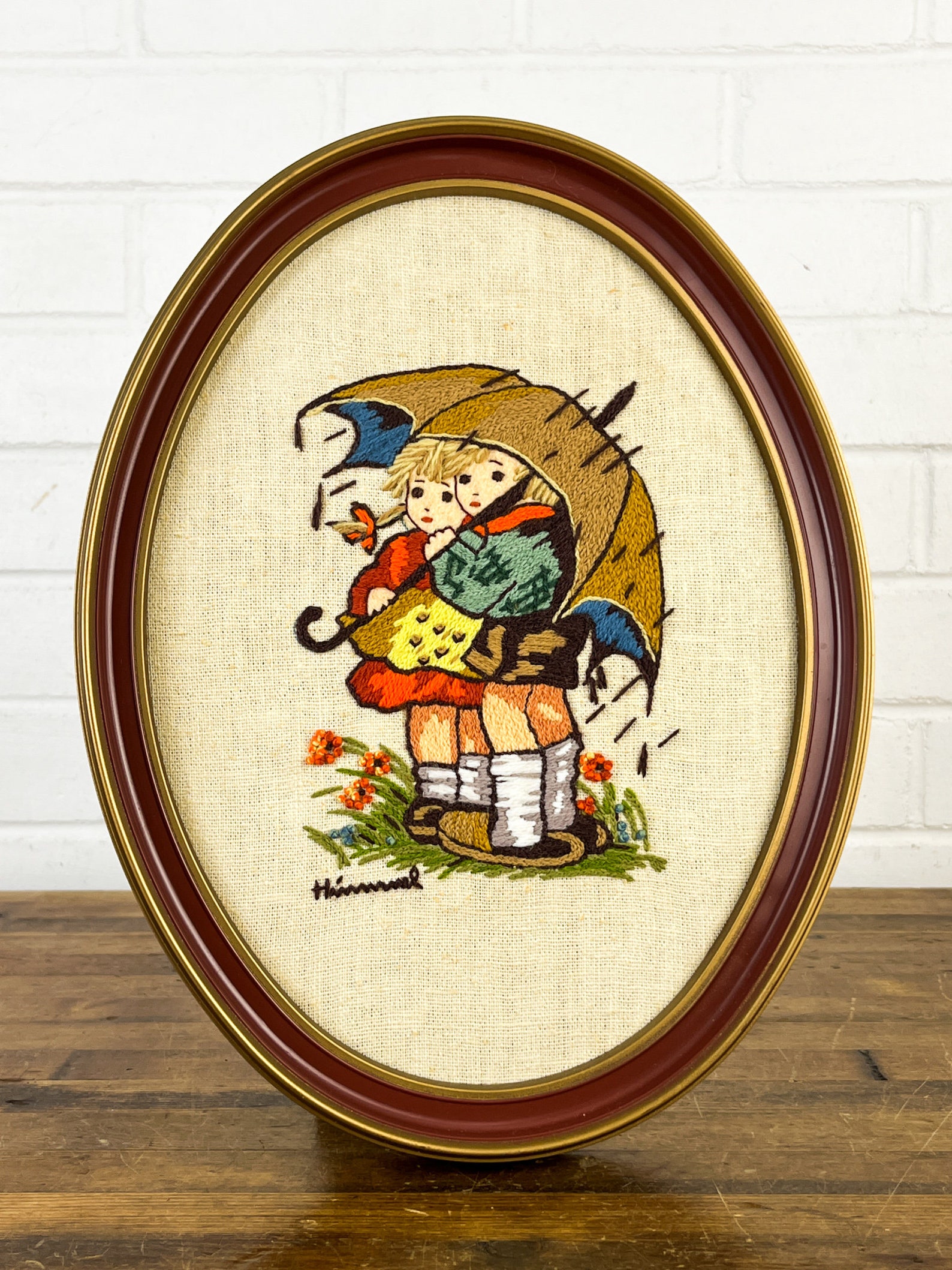 Vintage Hummel Crewel Embroidery in Frame Authentic Handmade - Etsy