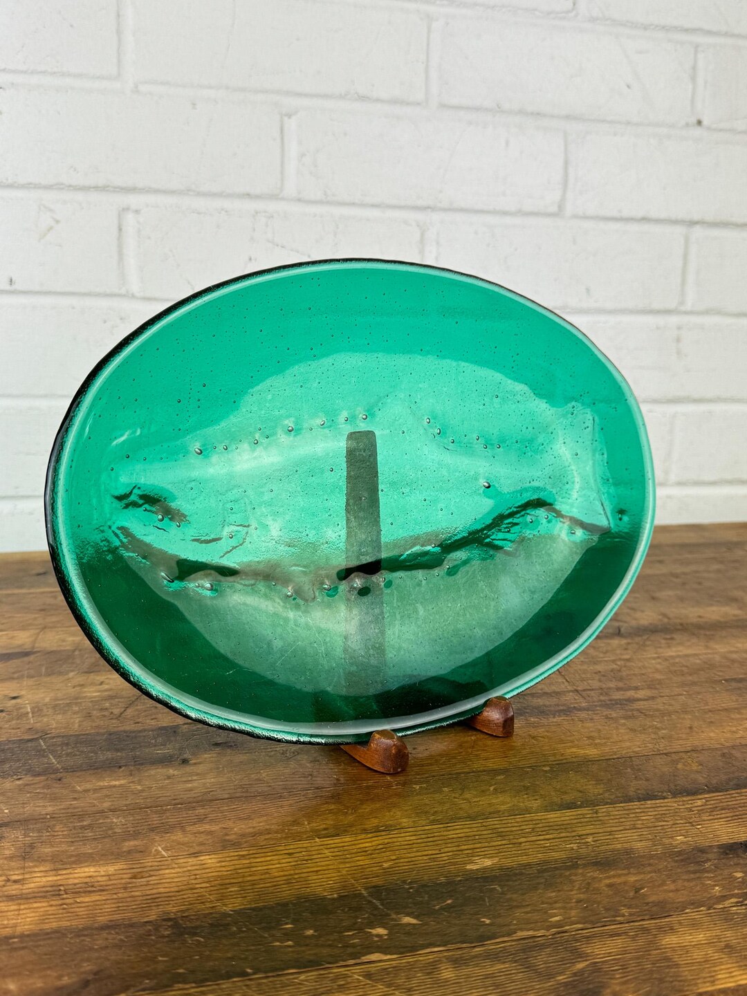 Vintage Green Glass Fish Plate Nautical Decor - Etsy