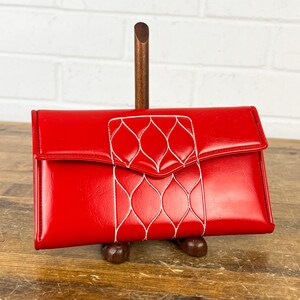 Vintage Red Vinyl Checkbook Wallet Checkbook Cover for Women Wide ...