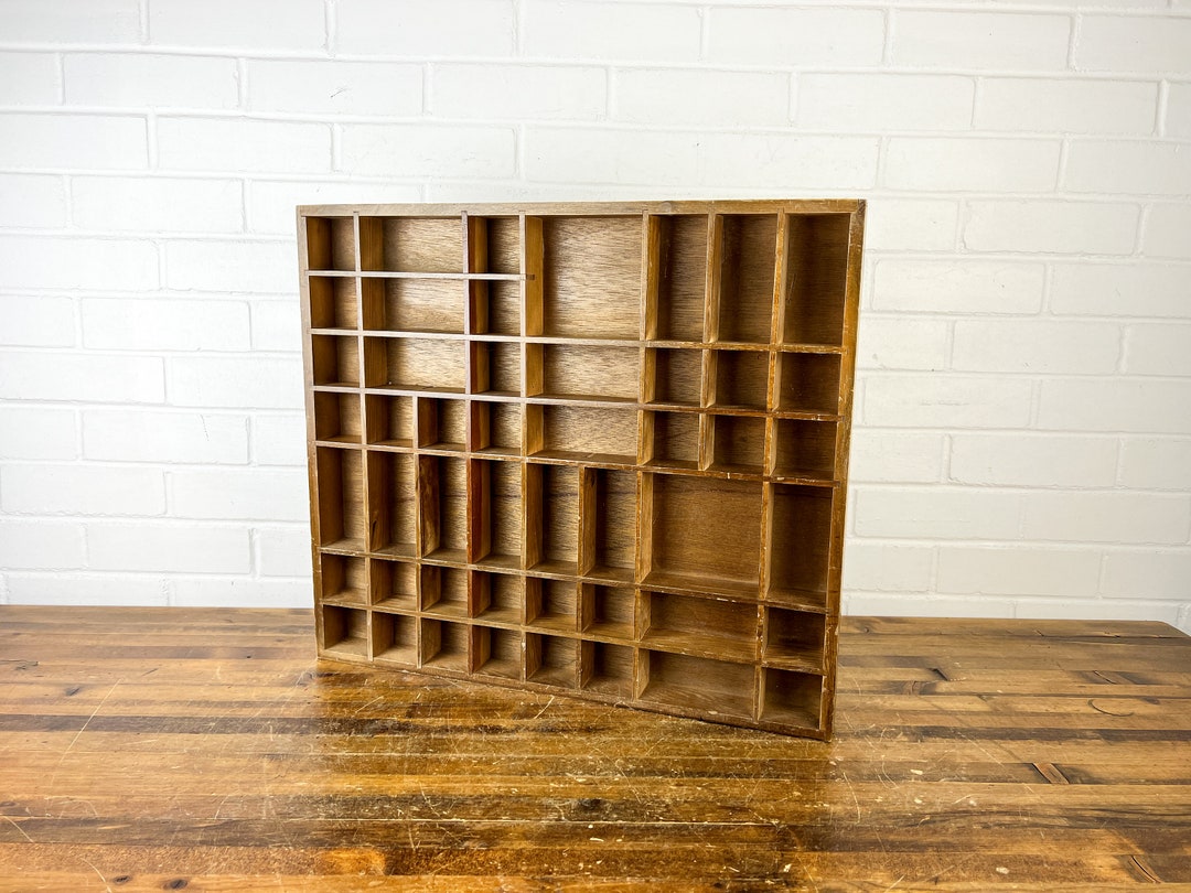 20x18 Vintage Wood Curio Cubby Cabinet in Printers Tray - Etsy