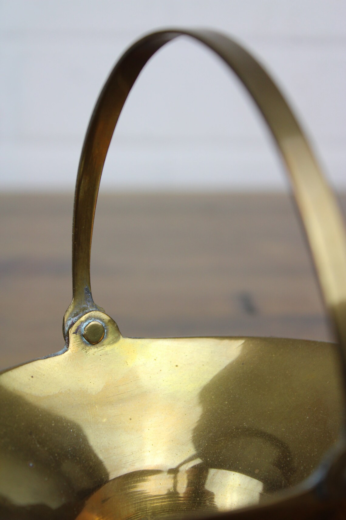 Small Vintage Solid Brass Basket with Top Handle Made in | Etsy