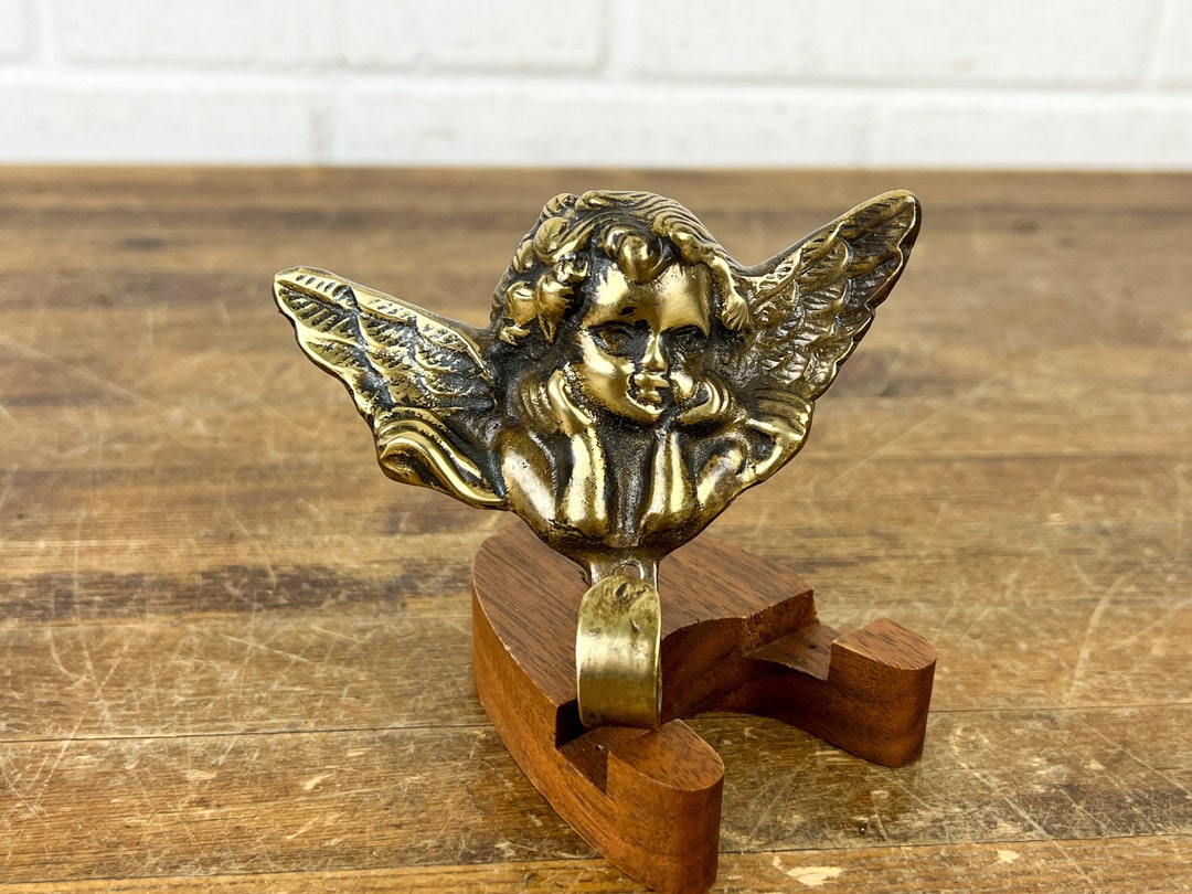 Vintage Brass Angel Wall Hook Shaped Like Cherub Single Angel Gold Wall ...