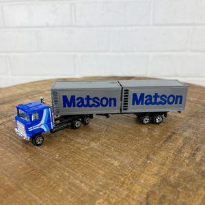 Vintage Blue Semi Truck With Trailer Matson Old Mack Truck Diecast ...