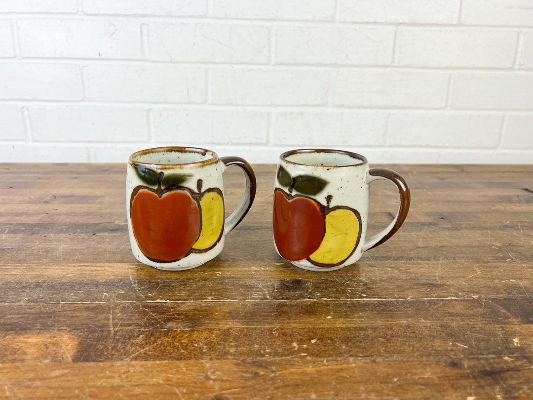 Set of 2 Vintage Apple Coffee Mugs Fruit Coffee Cup Set With Apples on ...