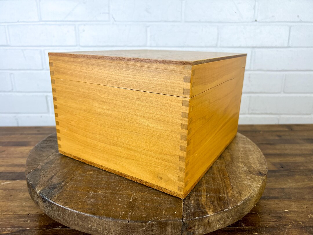 Vintage Wooden File Box With Box Joint Corners for 5x8 Cards 4x6 Index ...