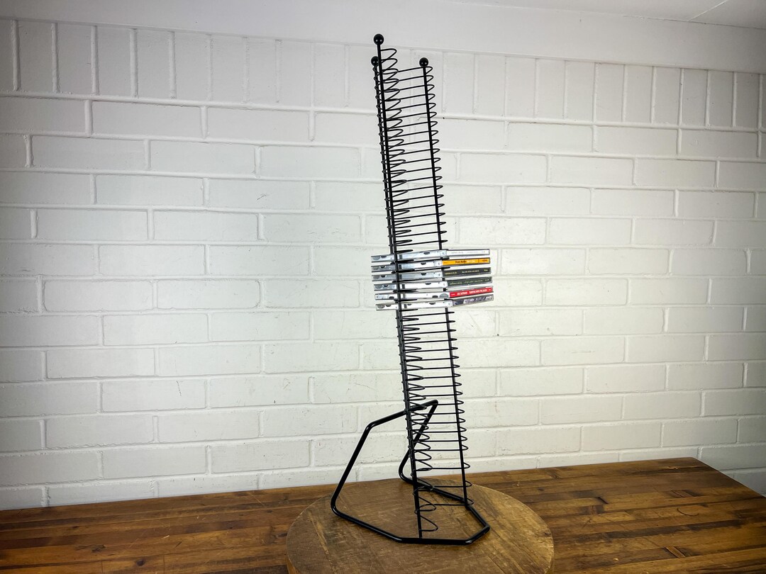 29" Tall Vintage Compact Disc Holder Black Metal Holds 48 Cds Storage ...