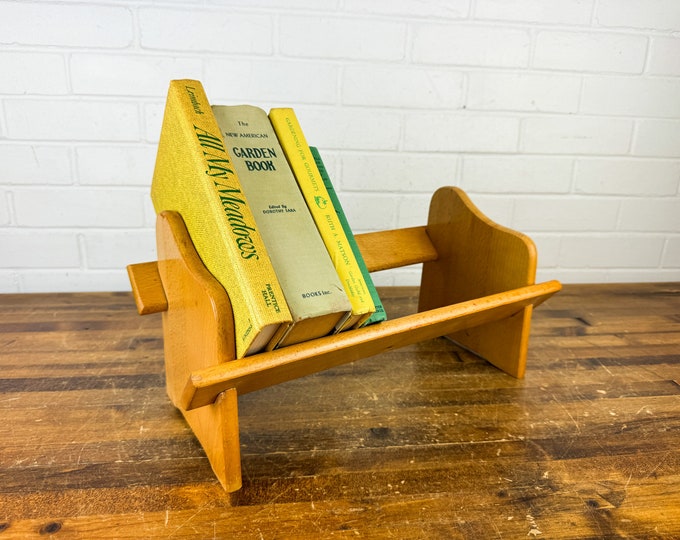 Vintage Wooden Book Stand Book Rack Small Brown Wood Book Holder for ...