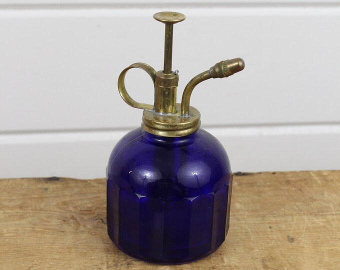 Vintage Blue Glass Plant Mister Made in Hong Kong Holds 1 Cup Water ...