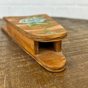 Vintage Handmade Wooden Scissor Holder With Blue Flowers Wood Holder ...