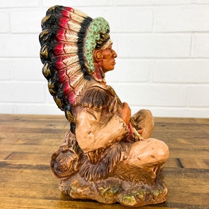 Vintage American Indian Statue Ceramic Indian Chief Native - Etsy