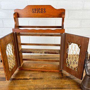Vintage Wooden Spice Rack With Doors the Word Spices at the Top and 3 ...
