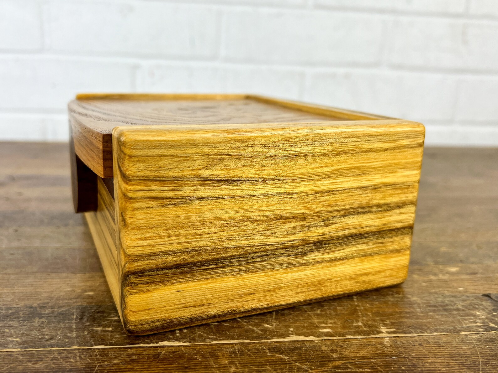Vintage Handmade Wood Box With Lid Small Brown Wooden Rectangle Box ...