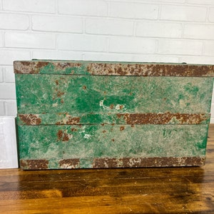Large Vintage Green Metal Tool Box With 2 Trays XL Distressed - Etsy