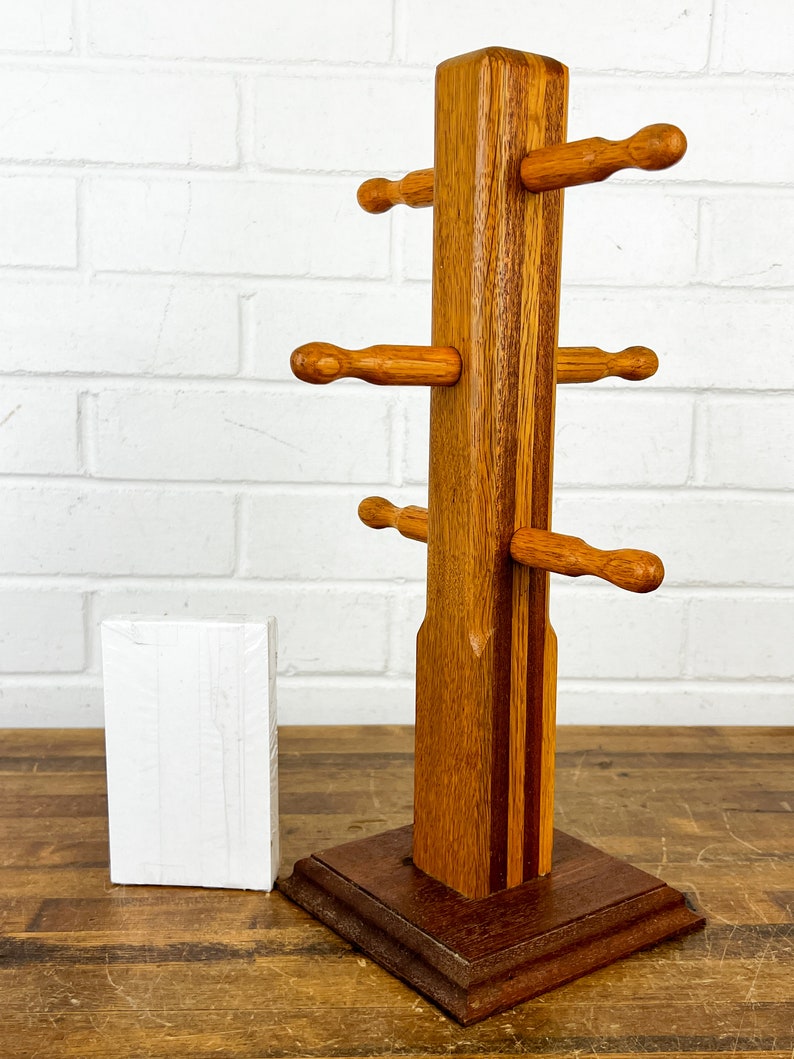 Wood Mug Tree Stand for 6 Coffee Cups Vintage Brown Wooden - Etsy