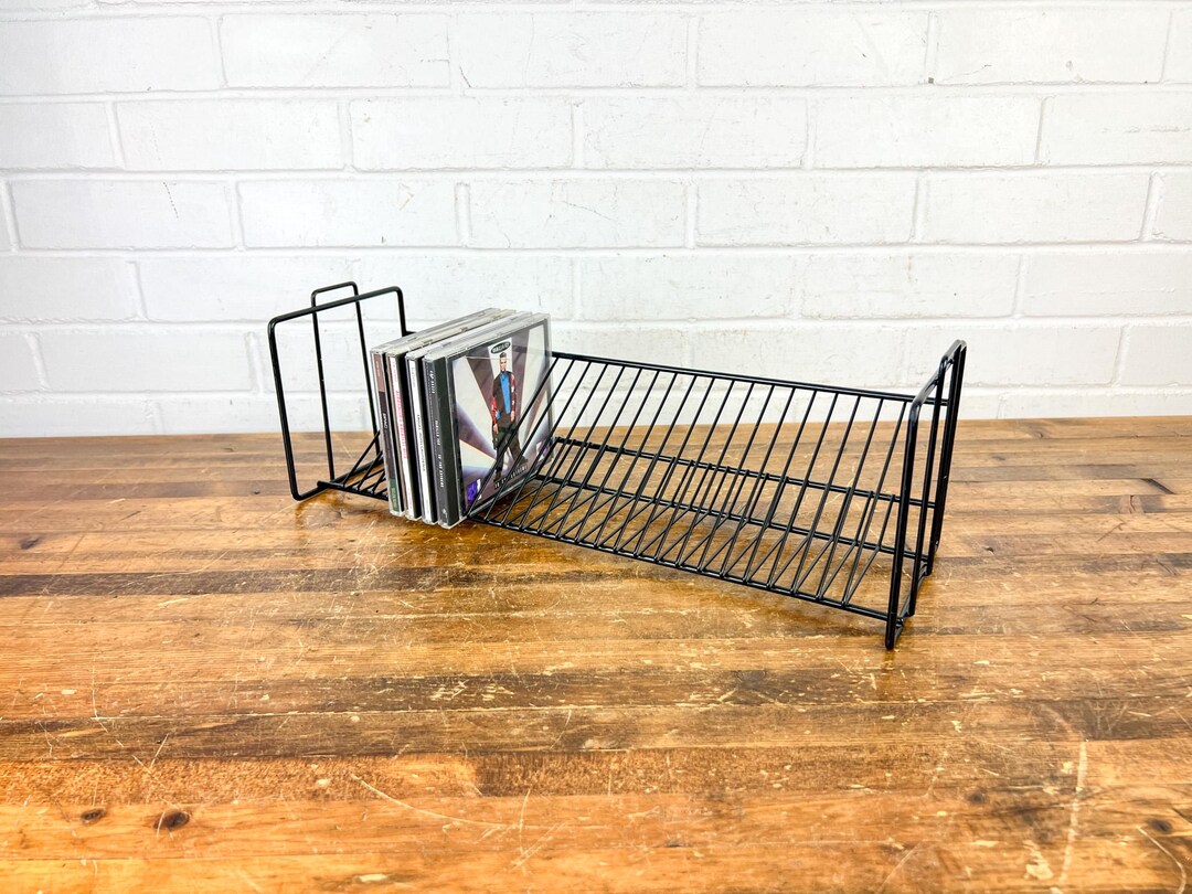 Vintage Black Metal CD Rack | Compact Disc Storage Holder | Retro 1980s ...