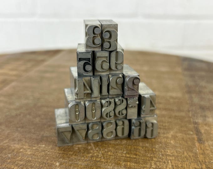 Vintage Metal Letterpress Number Blocks Numbers 1 Through 9 Newspaper ...