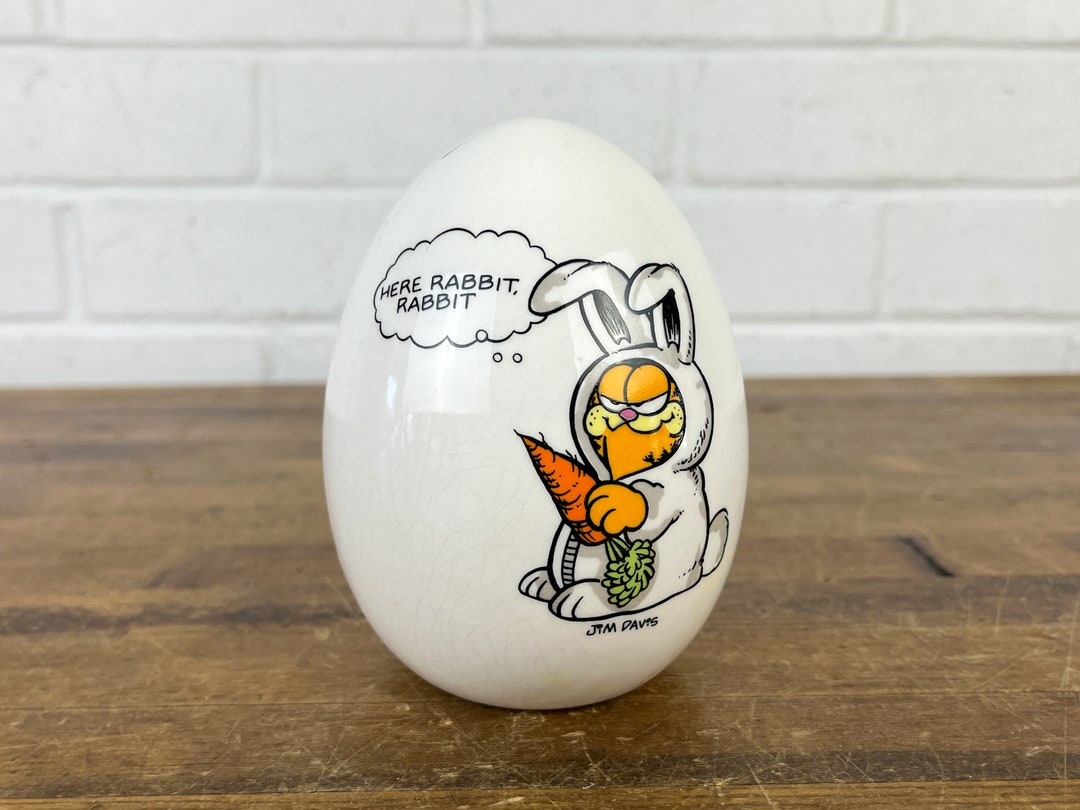 1970s Garfield Easter Bunny Egg Piggy Bank With Quote Here Rabbit ...