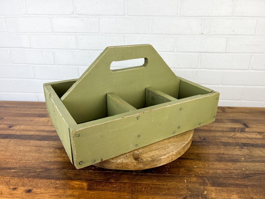 Handmade Vintage Wooden Tool Tray With Slots and Handle Distressed Wood ...